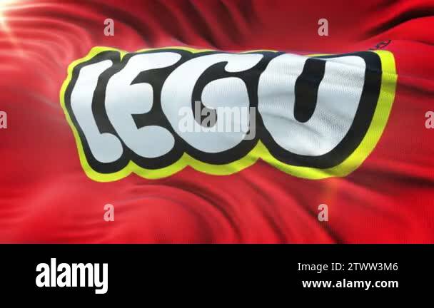 LEGO flag waving on sun. Seamless loop with highly detailed fabric ...