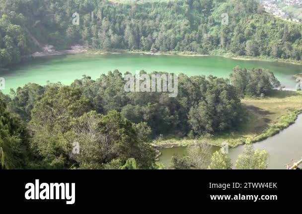 Java, Indonesia. Telaga Warna-color volcanic lakes on the plateau ...