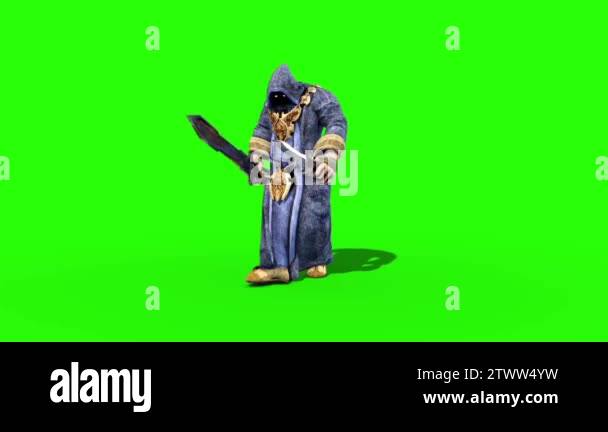 Evil Monk Walk Sword Dagger Green Screen Front 3D Renderings Animations ...