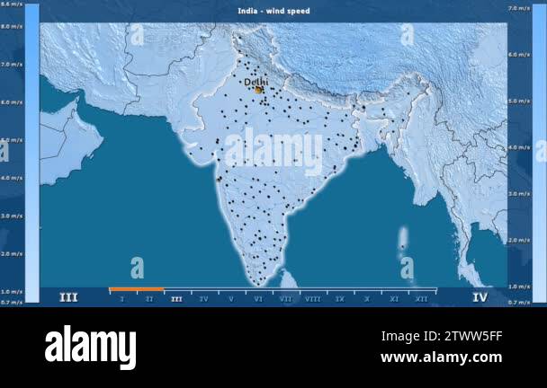 Wind speed by month in the India area with animated legend - English ...