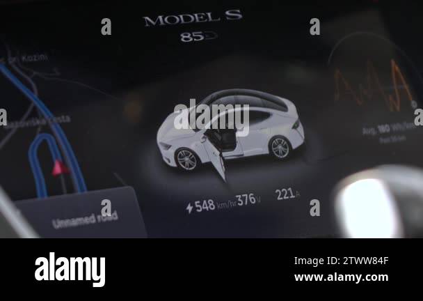 Tesla autonomous car - JULY 10 2016: Innovative instrument technology ...