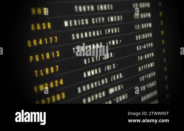 Airport Departure Board/ Animation of an airport departure board with ...