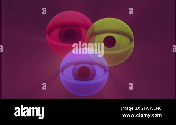 retro VHS TV 3 red green blue eyes rotating seamless loop background ...