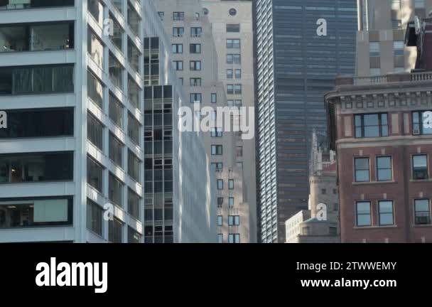 CLOSE UP: Spectacular tall buildings, glassy skyscrapers and apartment ...
