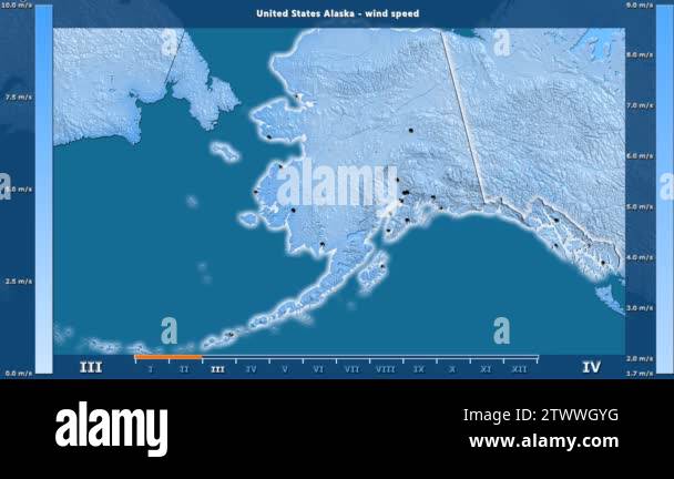 Wind speed by month in the United States Alaska area with animated ...