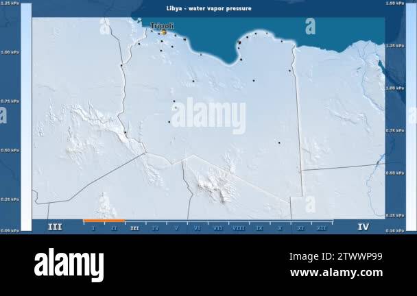 Water vapor pressure by month in the Libya area with animated legend ...