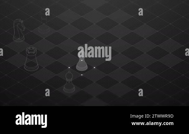 3D isometric virtual transparency chess with square mesh pattern ...
