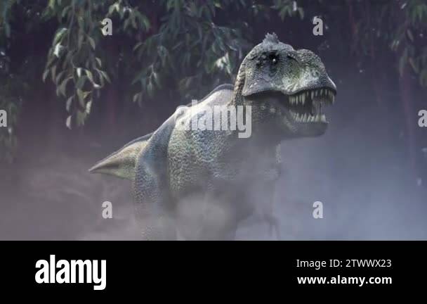 animate a running dinosaur Tyrannosaurus Rex 3d render in the jungle ...