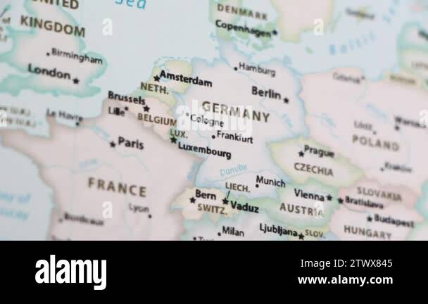 Germany on a political map of the world. Video defocuses showing and ...