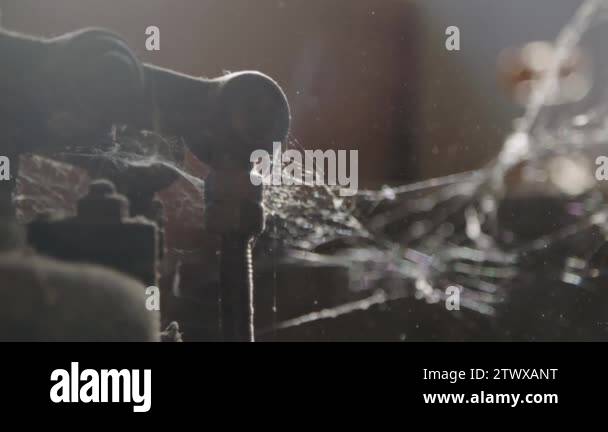 Abandoned spider webs covered in dust Stock Video Footage - Alamy