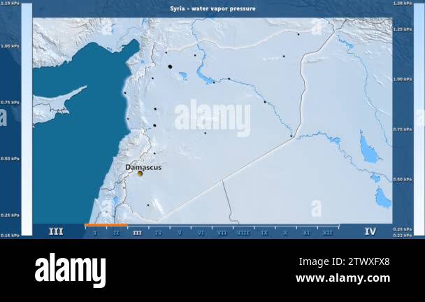 Water vapor pressure by month in the Syria area with animated legend ...