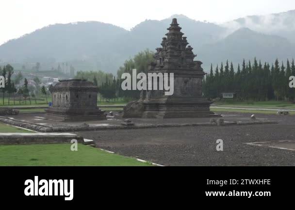 Arjuna Temple ancient hindu temple complex with steam,Java Indonesia ...