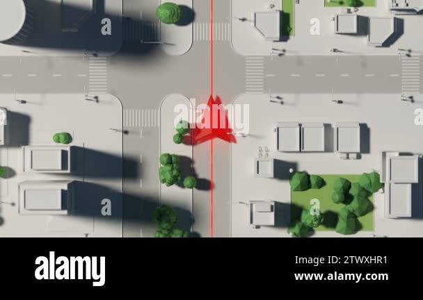 GPS map. Red arrow running forward along a path Stock Video Footage - Alamy
