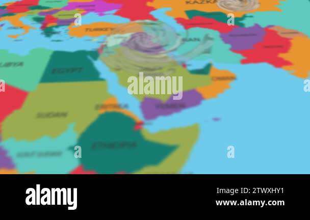 Hurricane or windstorm forecast animation on world map as seen on ...