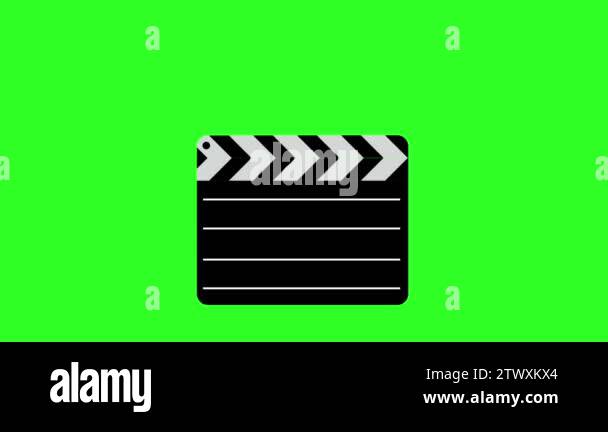 Movie clapper board Illustration. Green screen background. animation ...