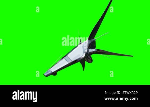 Sci fi fufturistic ship. Concept of future. Green screen. Realistic 4K ...