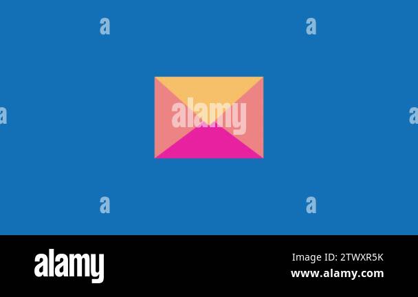 Digital animation of a flying and spinning mail envelope. Empty paper ...