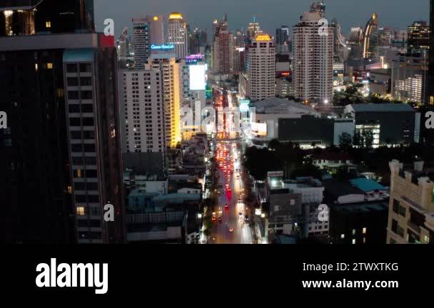 Siam and Rachathewi districts aerial views, rooftop bar, in Bangkok ...