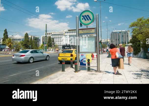Athens Greece Syntagma Square Station of Attiko Metro Exterior Signage ...