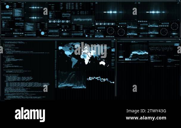 Futuristic digital interface screen. Streaming and flashing computer ...