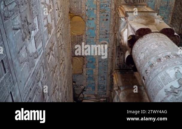Interior of Dendera temple or Temple of Hathor. Egypt. Dendera ...