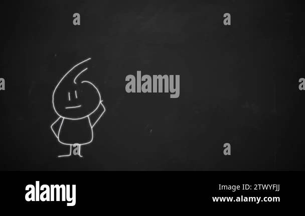 visualization house dream, chalk drawing of thinking stick man on a ...