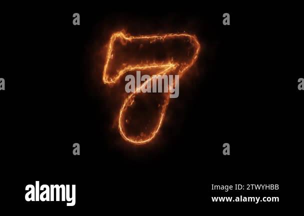 Number 7 Word Hot Animated Burning Realistic Fire Flame Loop Stock ...