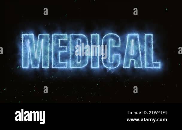 Medical Word Hot Burning on Realistic Fire Flames Sparks And Smoke ...