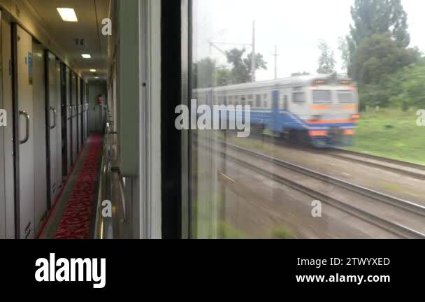 Intercity intercity trains. The compartment car of the train Stock ...