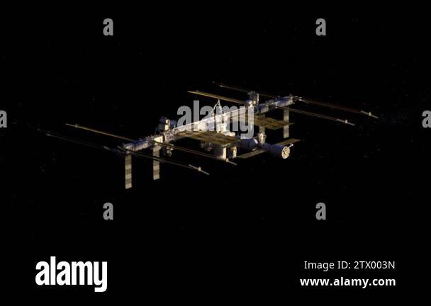 space station rotating at the space, render 3d Stock Video Footage - Alamy