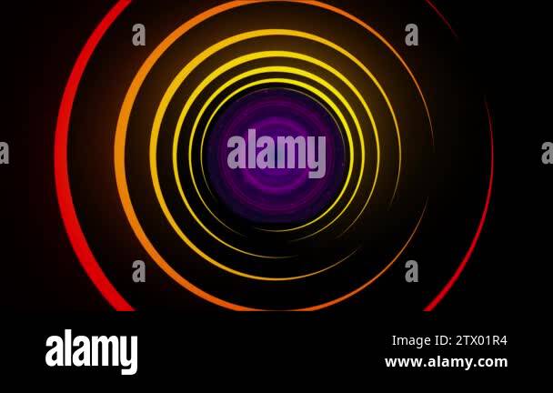 Colored spiral lines on black background. Animation. Abstract hypnotic ...