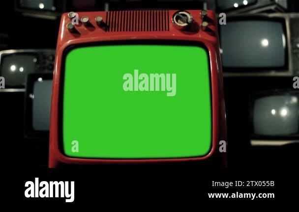 Vintage Tv Green Screen with Many 1980s Tvs. Ready to replace green ...