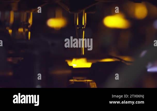 Production of glass bottles. Glass recycling. Stock. Bottle ...