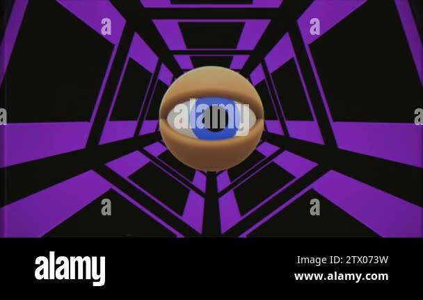 retro VHS TV eye in tunnel looking around seamless loop background ...