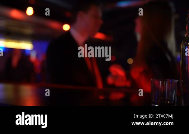 Drunk couple dancing in nightclub, man kissing woman, first step, risk ...