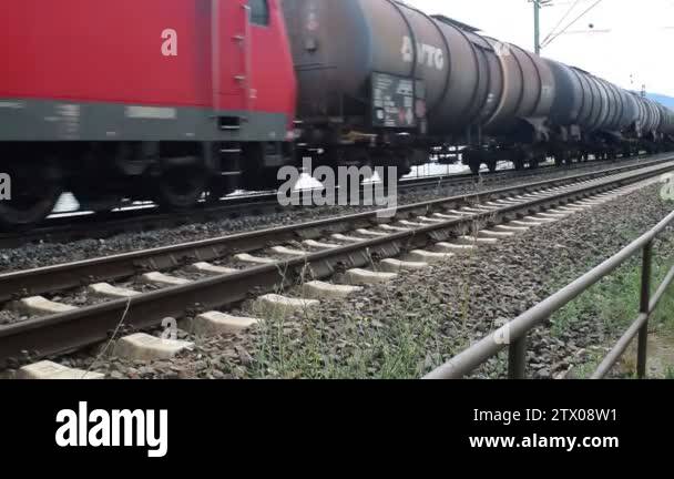 Cochem, Germany - June 26, 2018: Freight train is passing through ...