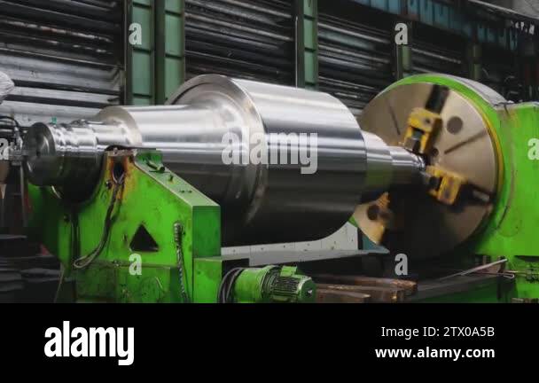 Big roll are created on the metal rolling machine at the plant ...