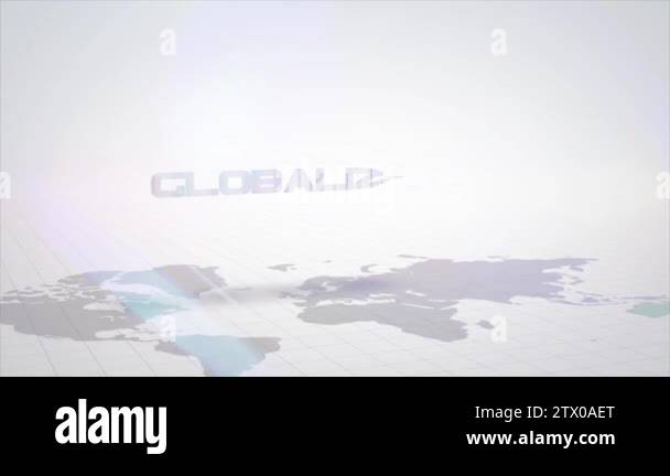 Globalization text animation with world map over off white or grey ...