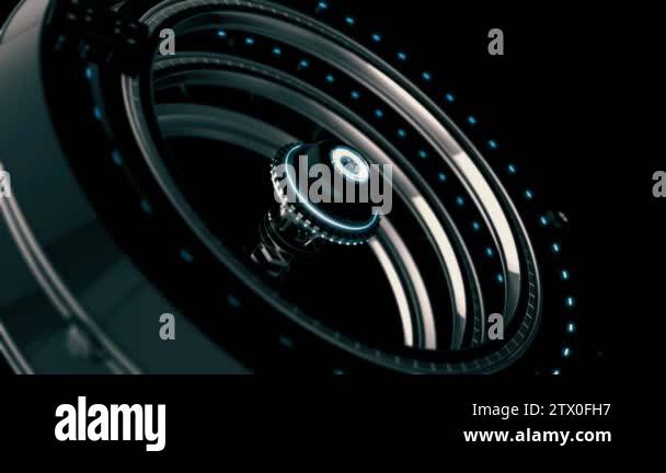 Animated futuristic abstraction of 3d electronic device, rotating ...