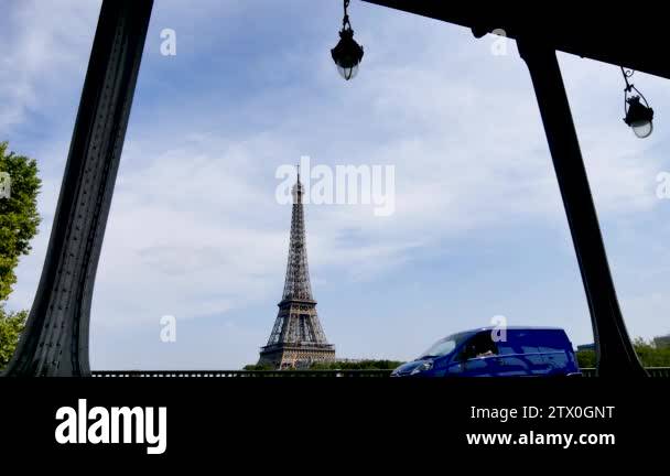 Paris in summer. From the bir-hakeim bridge you can see the Eiffel ...