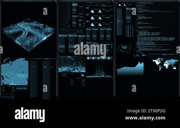 Futuristic digital interface screen. Streaming and flashing computer ...