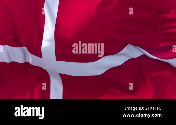 Danmark Flag in Slow Motion Classic Flag Smooth blowing in the wind on ...