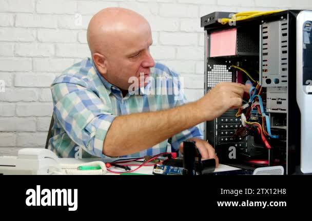 Technician Working to Repair a PC Stop and Make Ok Hand Sign (Ultra ...