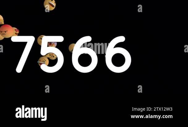Animation of emoji icons flying from left to right with numbers going ...