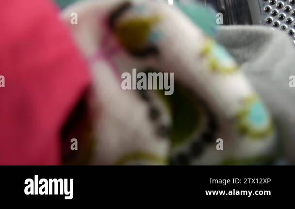 Man Home Routine Activity Evacuates the Laundry from Washing Machine ...