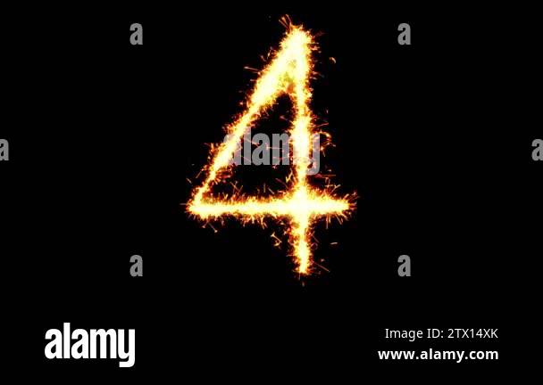 Number 4 Text Sparkler Glitter Sparks Firework Loop Animation Stock ...