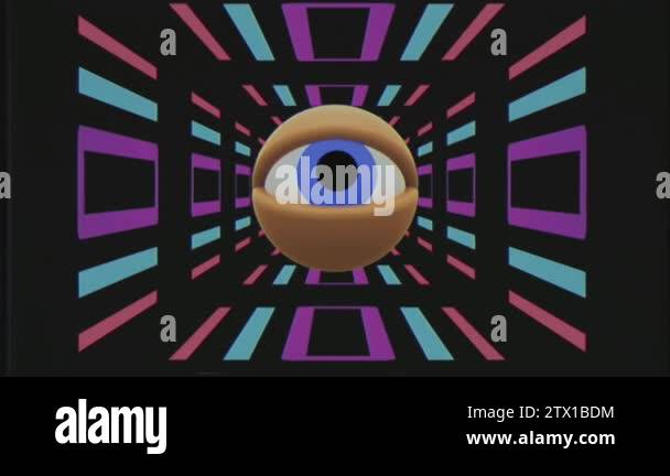 retro VHS TV eye in tunnel looking around seamless loop background ...
