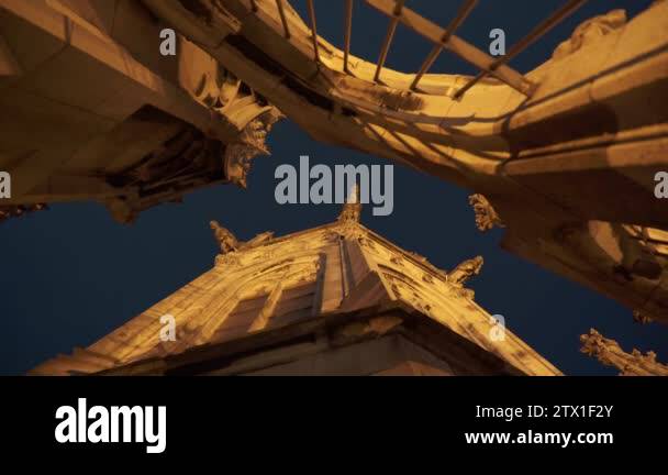 Real time close up shot of the New town hall from the observation deck ...