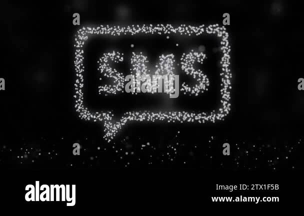 Animation of flying flickering particles form a mailing sign or message ...