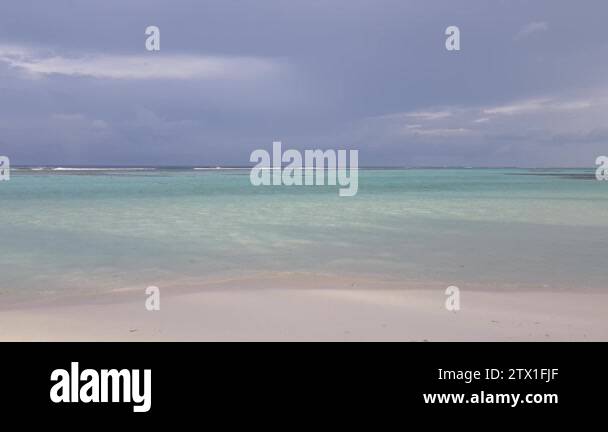 Gorgeous view of Indian Ocean, Maldives. White sand coast line ...